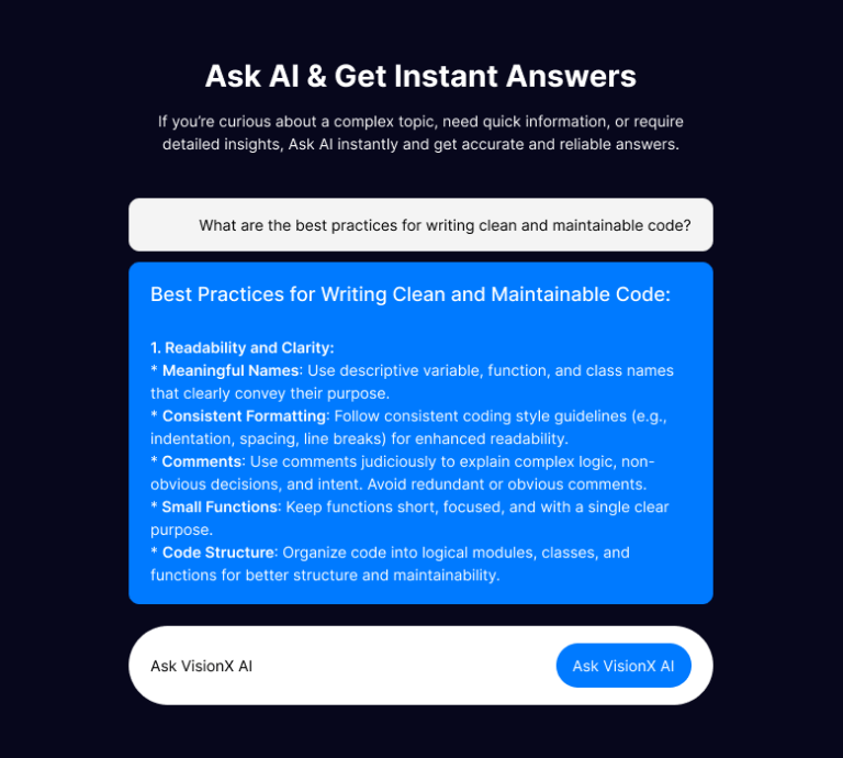 Ask AI Questions & Get Instant Answers - VisionX